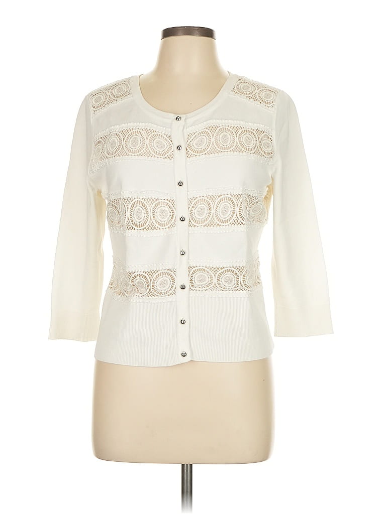 White House Black Market Ivory Cardigan Size L - 67% off | ThredUp