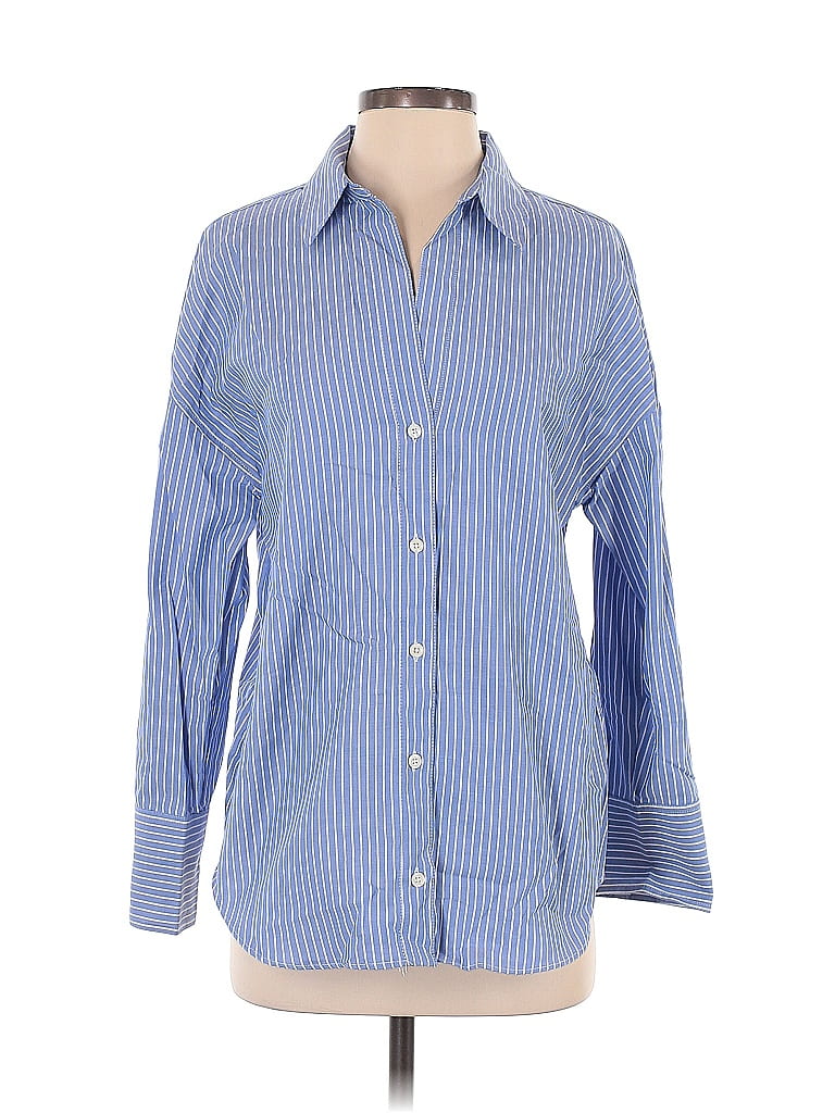 Zara Stripes Blue Long Sleeve Button-Down Shirt Size XS - 50% off | ThredUp