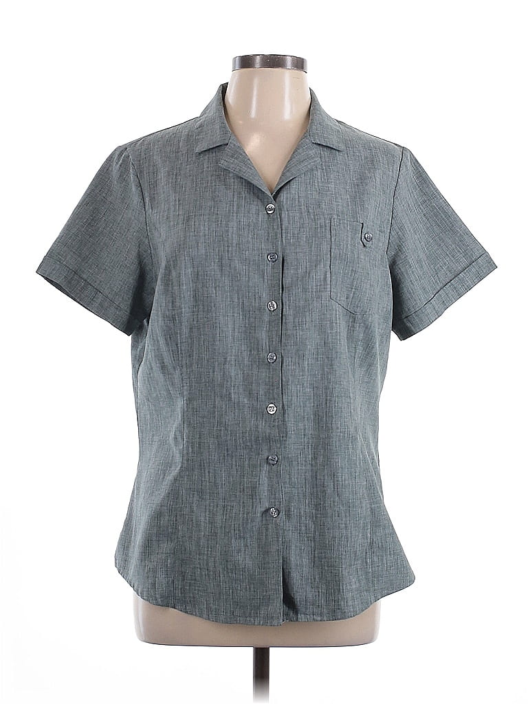 Assorted Brands 100% Polyester Gray Short Sleeve Blouse Size L - 52% ...