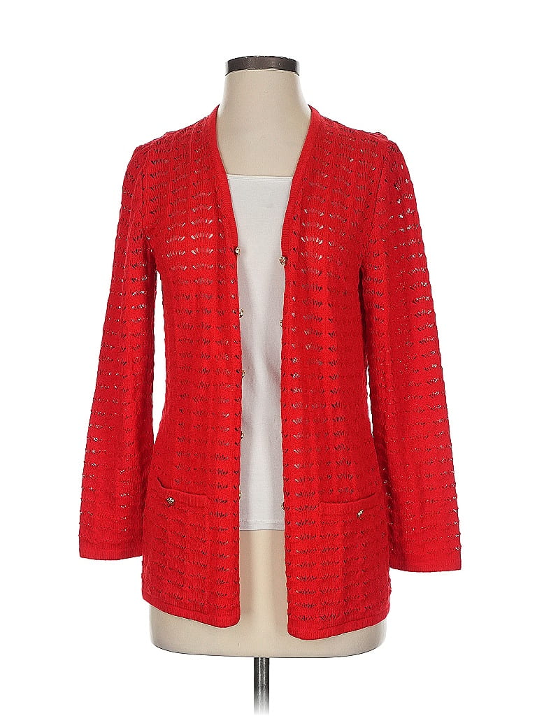 St. John Red Cardigan Size P (petite) - 82% off | ThredUp
