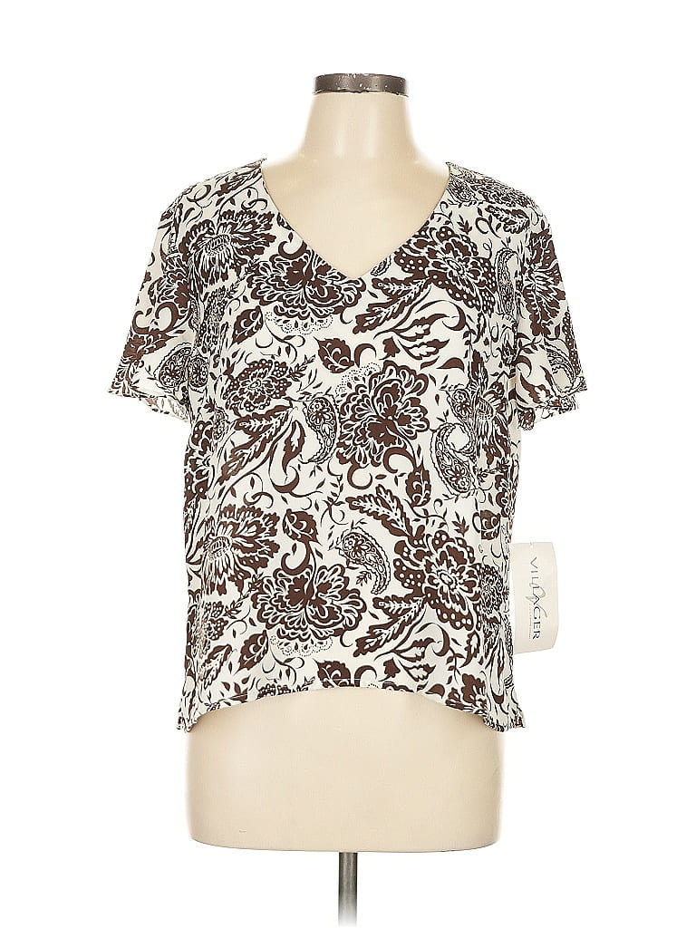 Villager Brown Short Sleeve Blouse Size L - 58% off | ThredUp