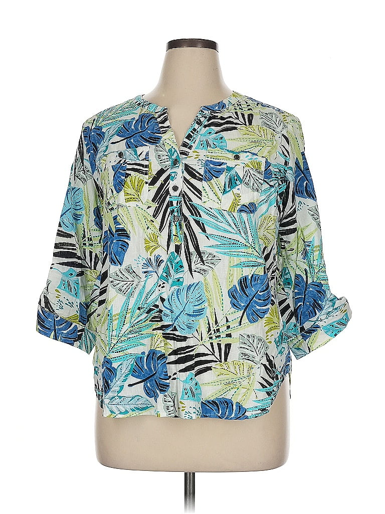 Cathy Daniels Tropical Blue 3/4 Sleeve Blouse Size XL - 56% off | ThredUp