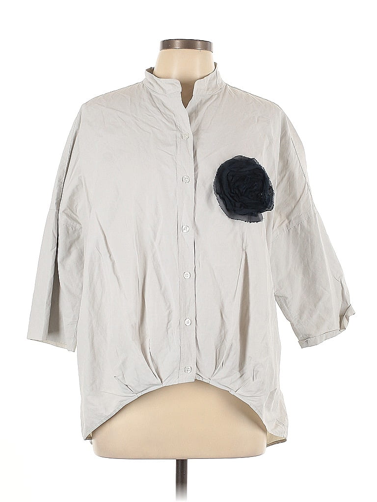 Kal Rieman Gray 3/4 Sleeve Button-Down Shirt Size L - 73% off | ThredUp