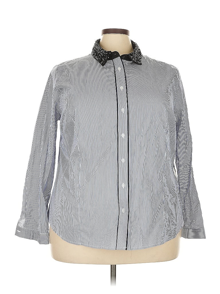 ELOQUII Silver Long Sleeve Button-Down Shirt Size 22 - 64% off | ThredUp