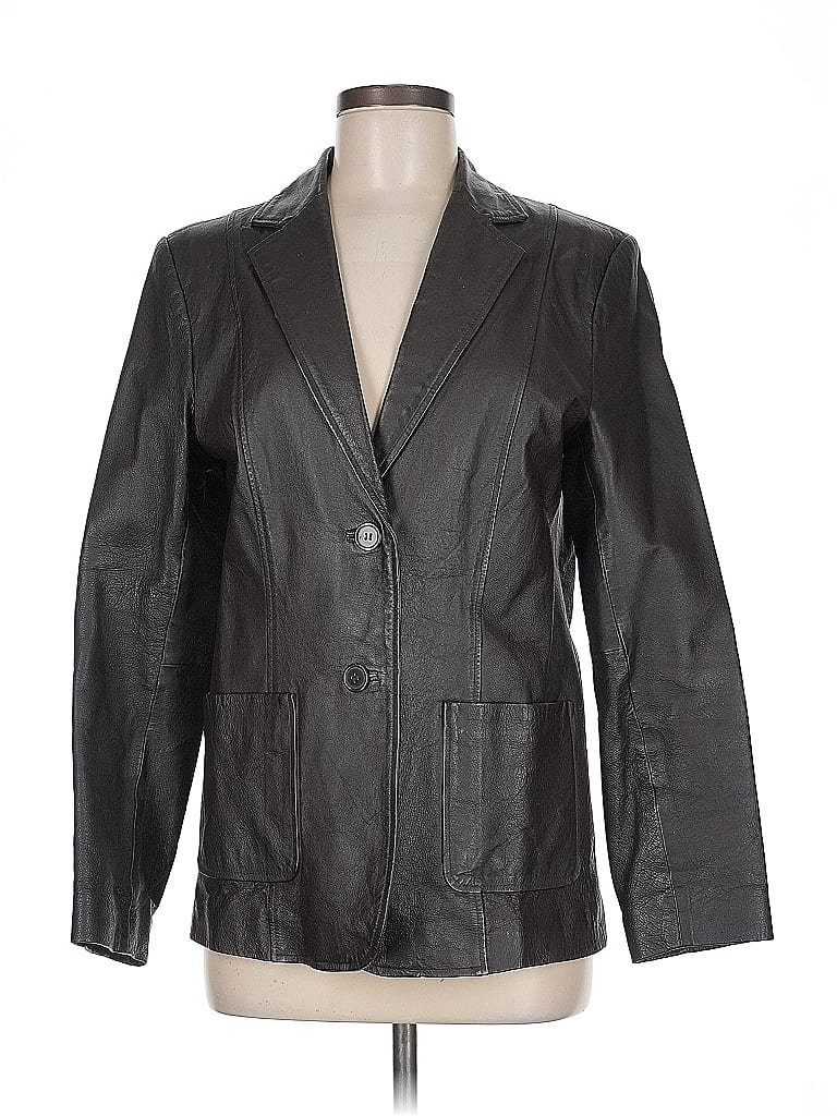 Uniform John Paul Richard 100% Leather Gray Blazer Size 6 - 50% off | ThredUp