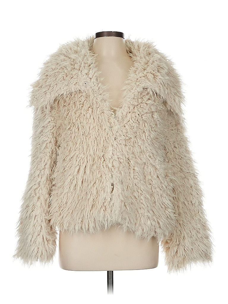 Lucky Brand 100% Polyester Ivory Faux Fur Jacket Size M - 67% off | ThredUp