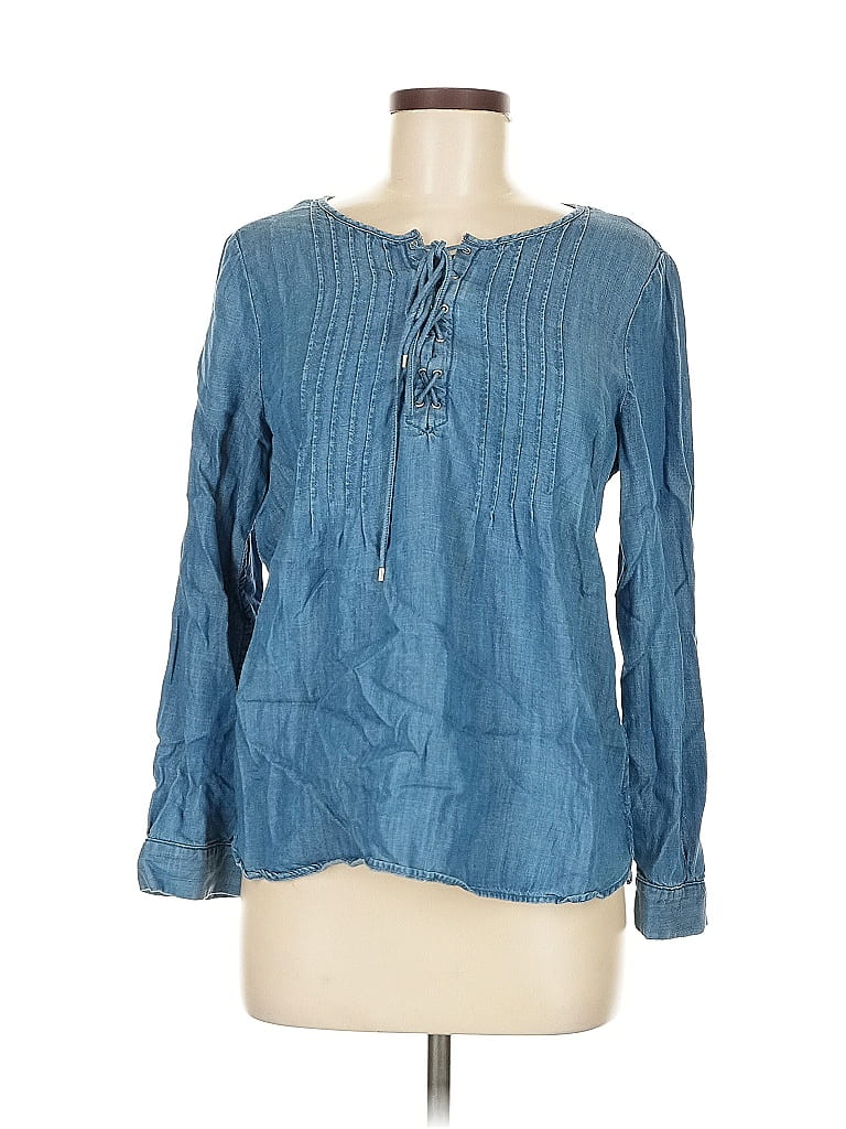 Talbots 100% Tencel Blue Long Sleeve Blouse Size M - 75% off | ThredUp