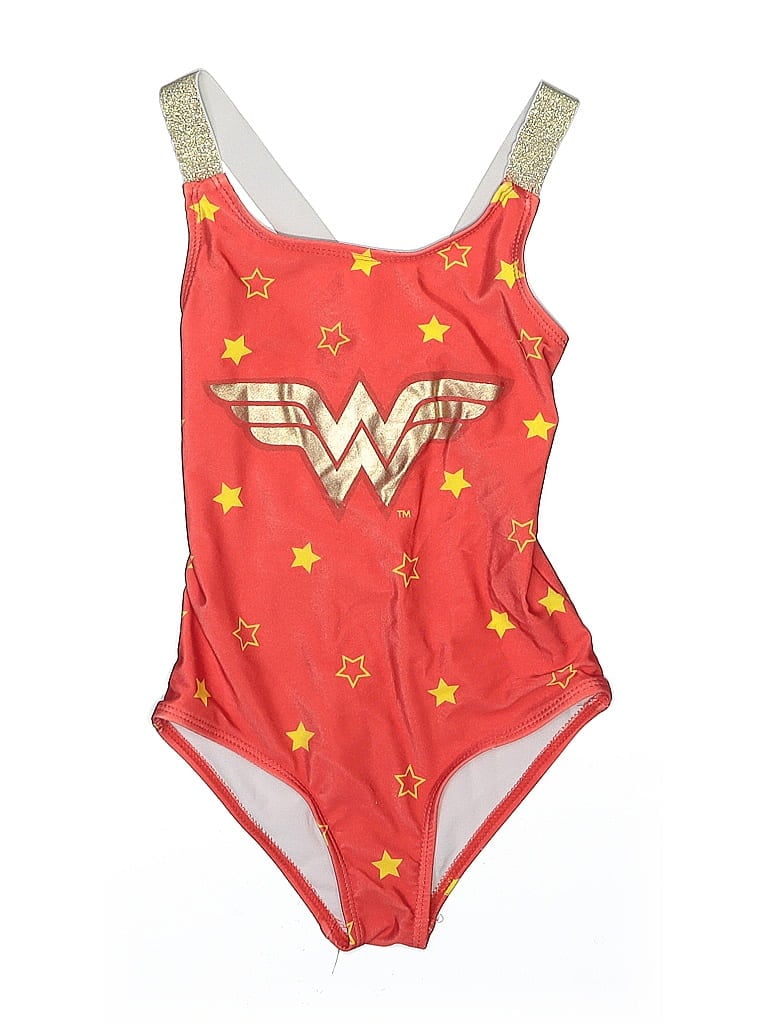 Wonder Woman Stars Red One Piece Swimsuit Size 5 (big kids) - 44% off ...