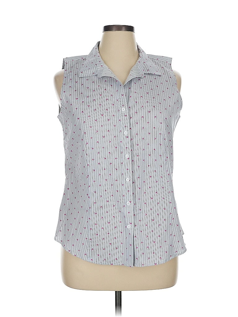 Talbots Hearts Gray Sleeveless Button-Down Shirt Size 14 - 74% off ...