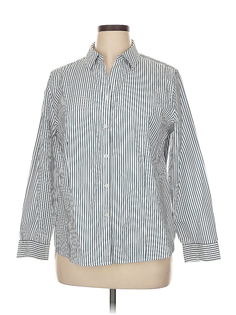 Chico's Stripes Blue Long Sleeve Button-Down Shirt Size XL - 75% off | ThredUp
