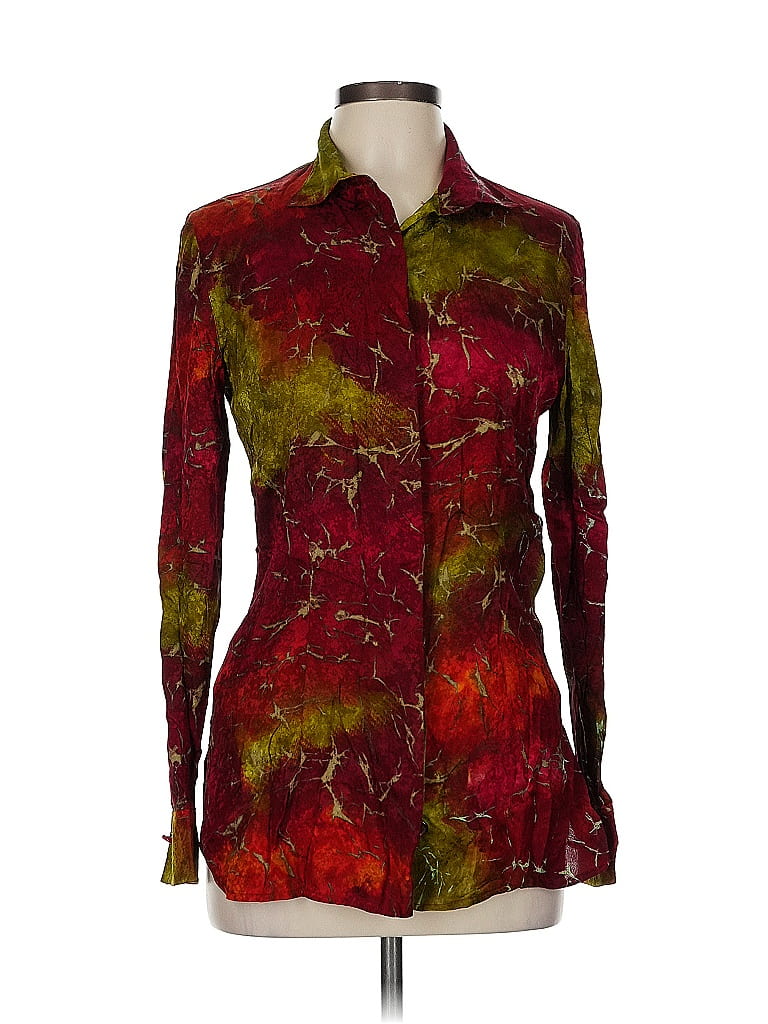 Emanuel Ungaro Print Burgundy Long Sleeve Blouse Size 8 - 57% off | ThredUp