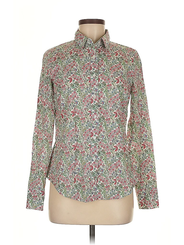 Liberty Art Fabrics for J.Crew 100% Cotton Floral Green Long Sleeve Button-Down Shirt Size 6 ...
