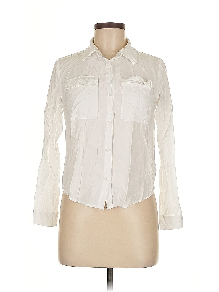 Fashion Nova 100% Rayon Ivory Long Sleeve Button-Down Shirt Size M - 21% off | ThredUp