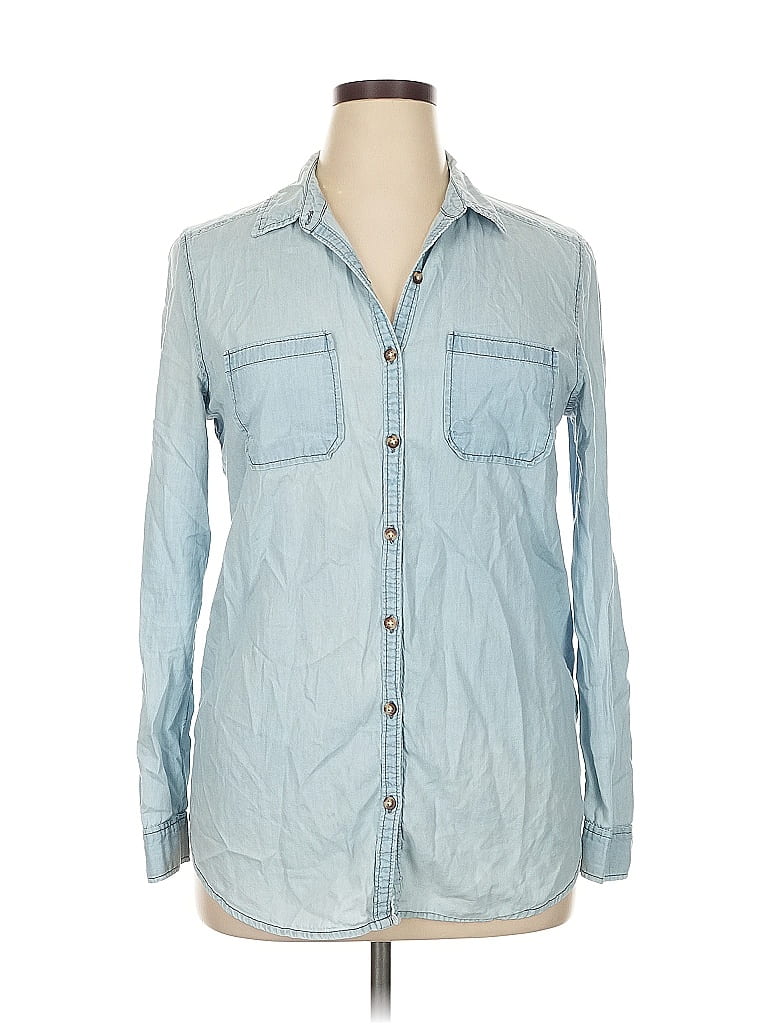 ABound 100% Cotton Blue Long Sleeve Button-Down Shirt Size L - 51% off | ThredUp