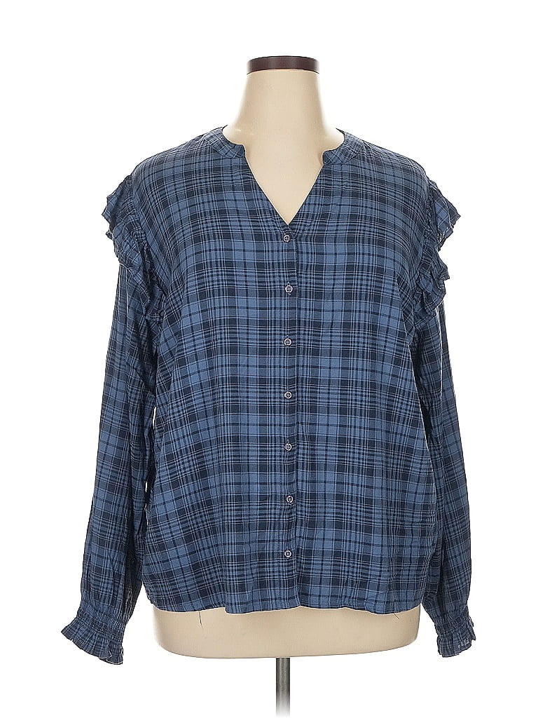 Candace Cameron Bure Blue Long Sleeve Blouse Size 1X - 62% off | ThredUp