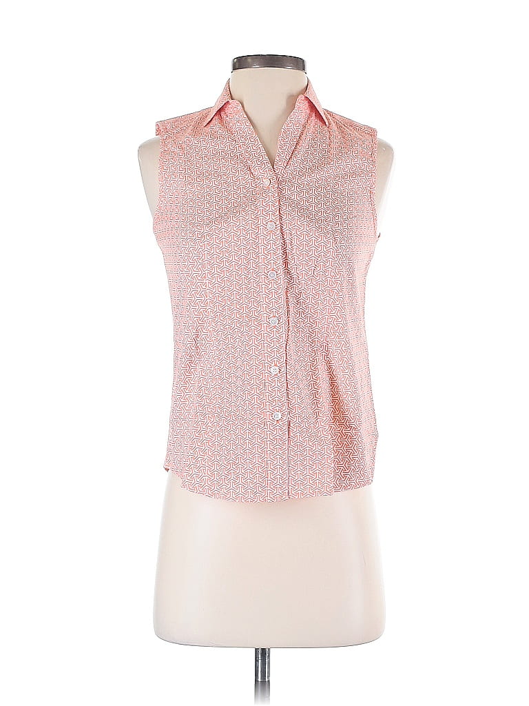 Talbots Polka Dots Pink Sleeveless Button-Down Shirt Size 0 (petite ...