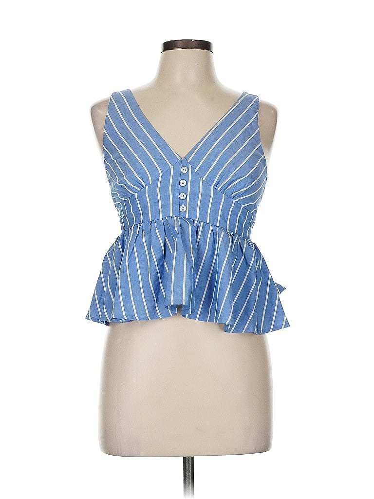 Good Luck Gem Stripes Blue Sleeveless Blouse Size M - 66% off | ThredUp