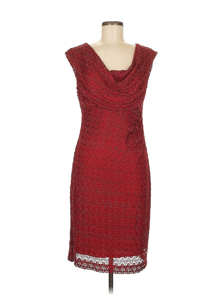 Connected Apparel 100% Polyester Tweed Red Cocktail Dress Size 8 - 65% ...
