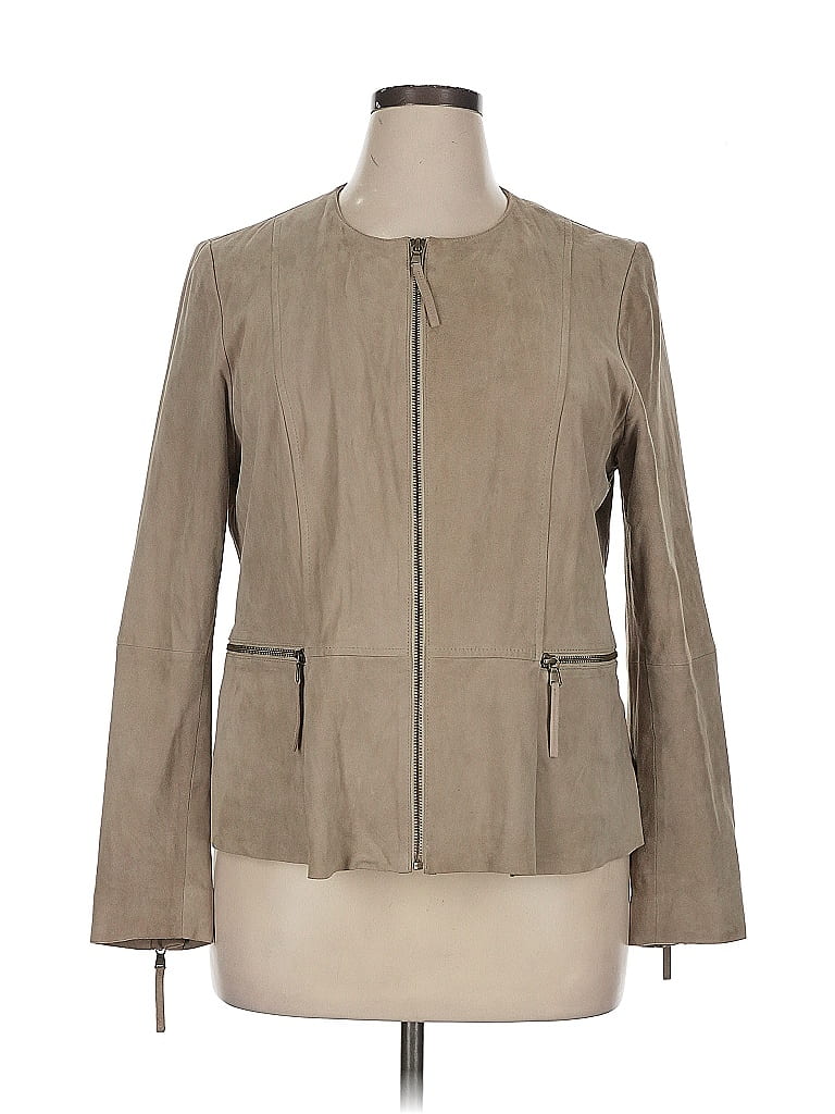 Ecru 100% Leather Tan Leather Jacket Size XL - 74% off | ThredUp