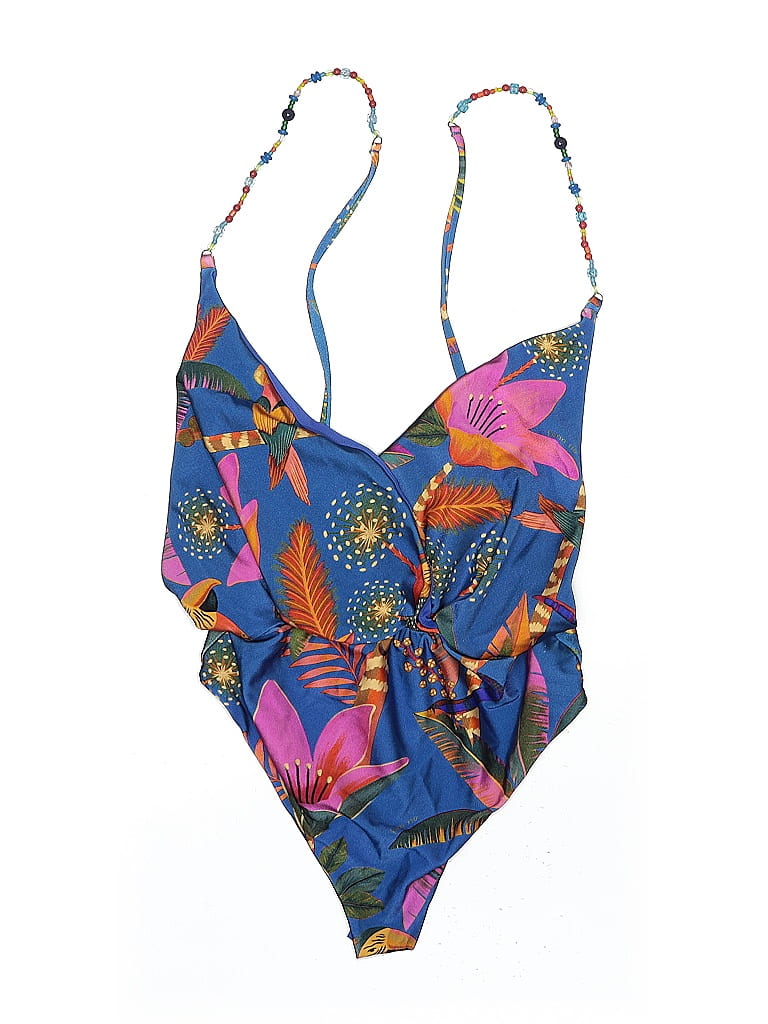 FARM Rio Print Blue One Piece Swimsuit Size L - 64% off | ThredUp