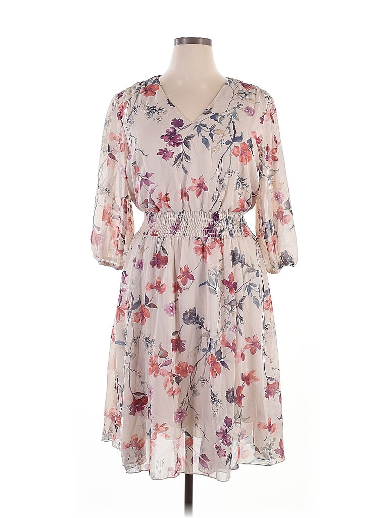 Kate and Lily Floral Ivory Casual Dress Size 14 - 63% off | ThredUp