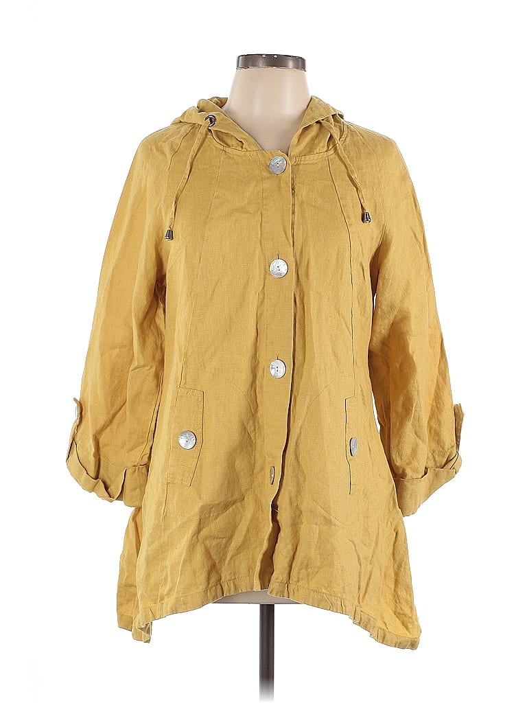 Sigrid Olsen 100% Linen Yellow Jacket Size L - 80% off | ThredUp