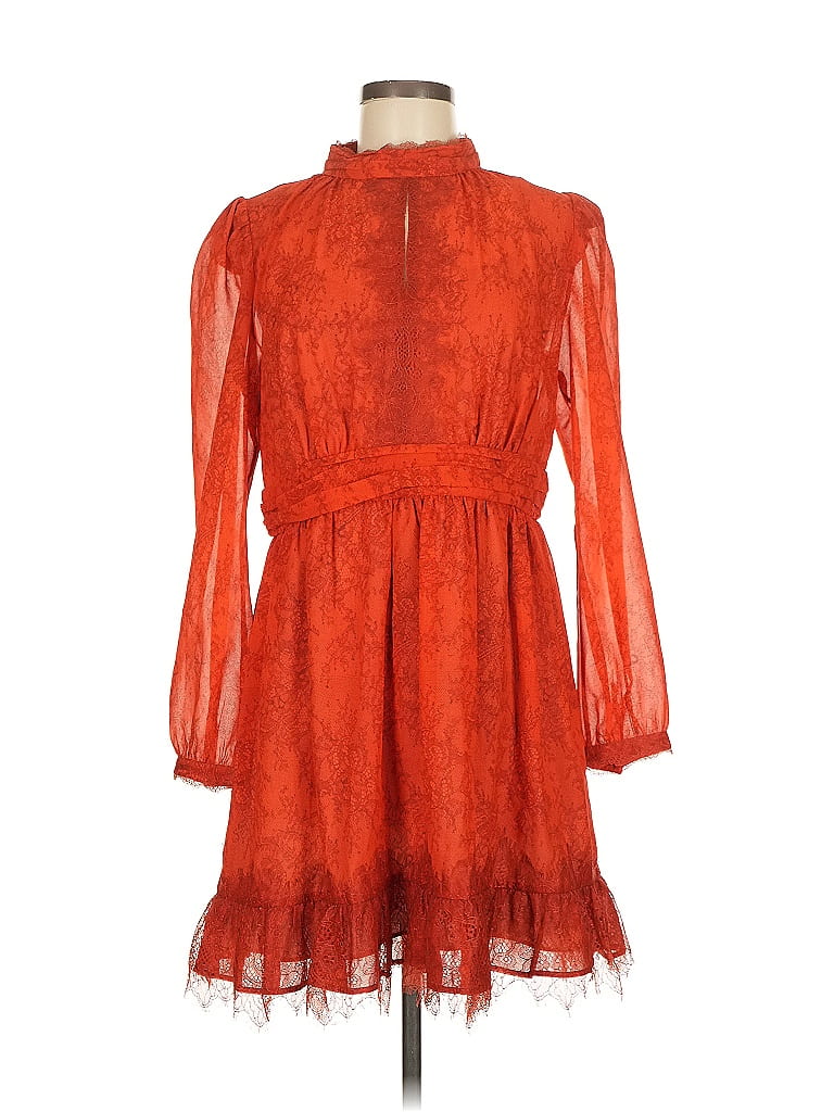 French Connection 100% Polyester Orange Cocktail Dress Size 10 - 75% ...