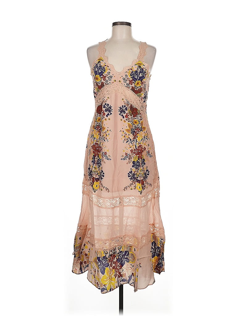 FARM Rio 100% Viscose Floral Tan Cocktail Dress Size M - 47% off | ThredUp