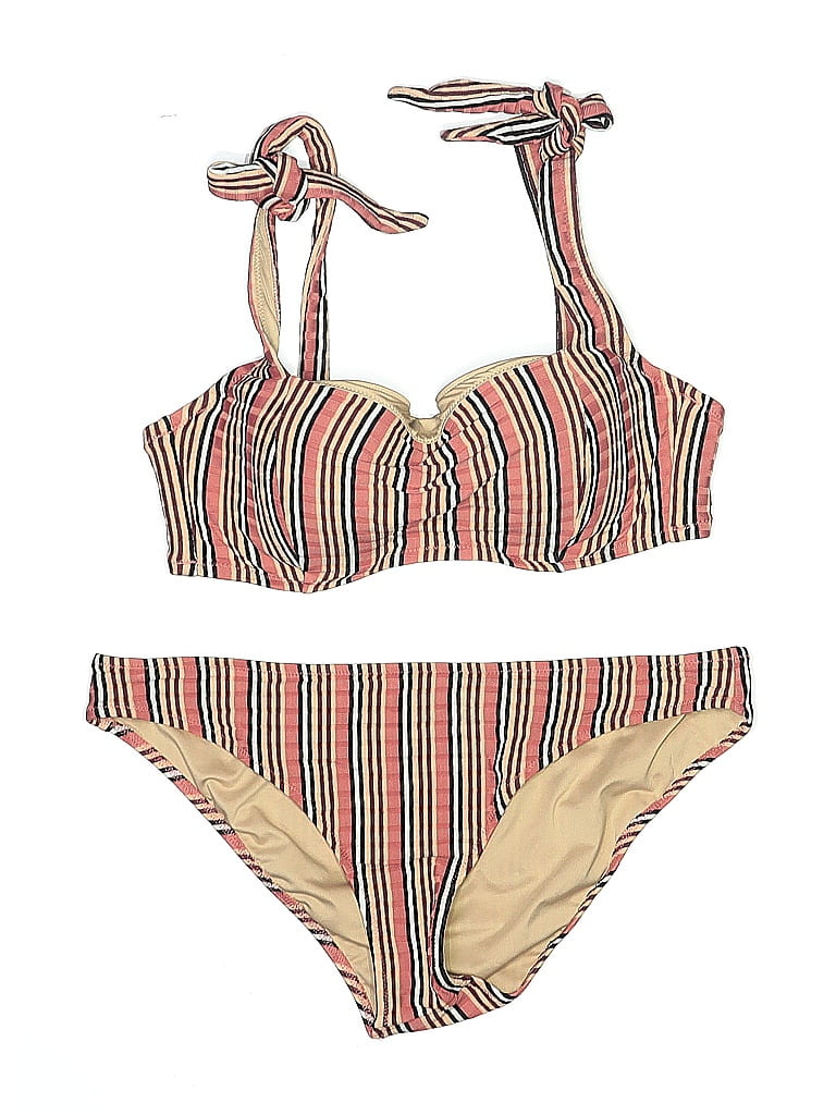 Shade & Shore Stripes Tan Two Piece Swimsuit Size M - 47% off | ThredUp