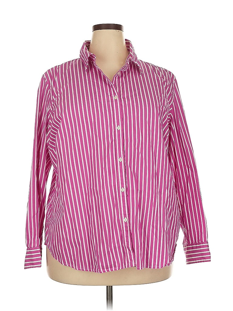 Lauren by Ralph Lauren 100% Cotton Stripes Pink Long Sleeve Button-Down Shirt Size 20 - 64% off ...