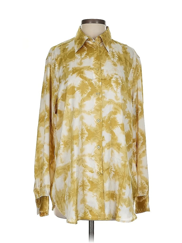 H&M 100% Polyester Print Gold Long Sleeve Blouse Size S - 42% off | ThredUp