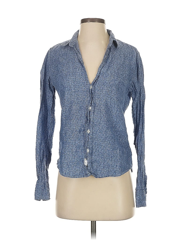 Frank & Eileen 100% Linen Floral Blue Long Sleeve Button-Down Shirt Size XS - 75% off | ThredUp