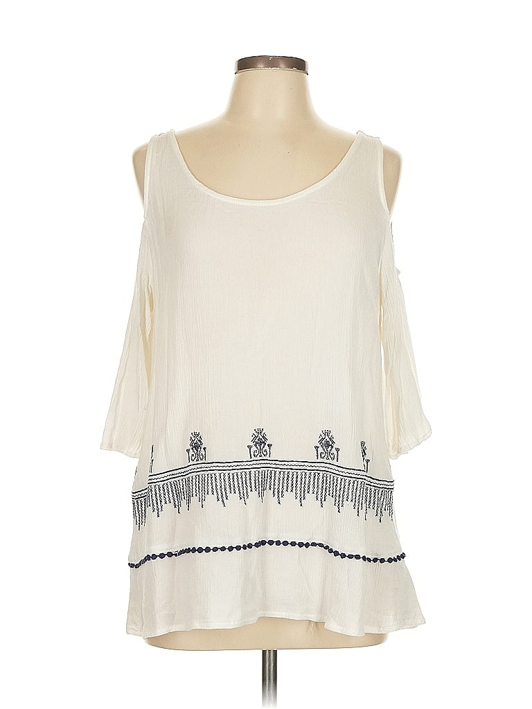 Kate and Sam 100% Rayon Ivory Sleeveless Blouse Size L (petite) - 65% ...
