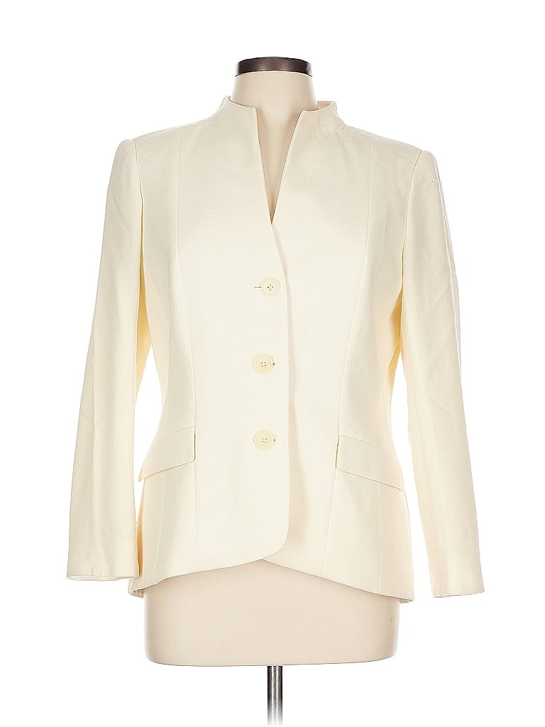 Lafayette 148 New York 100% Virgin Wool Ivory Wool Blazer Size 12 - 83% ...
