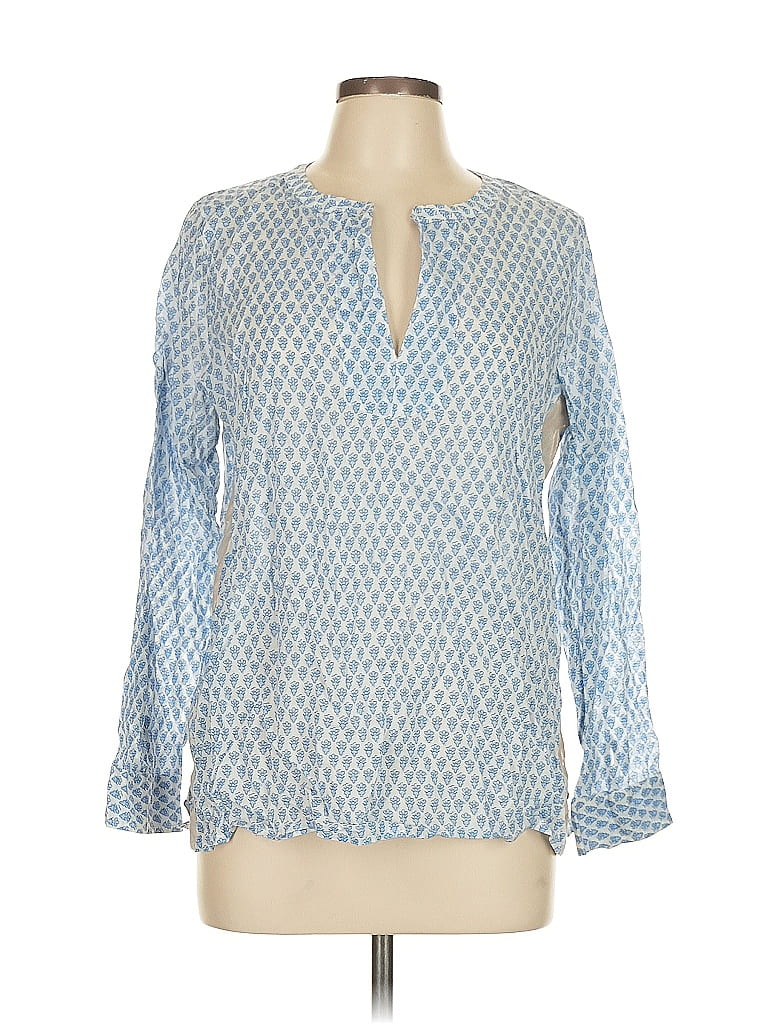 J.Crew 100% Cotton Blue Long Sleeve Blouse Size 12 (tall) - 74% off | ThredUp