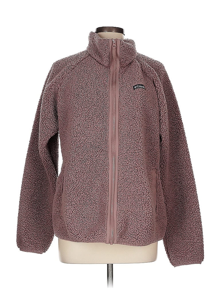 Columbia 100% Polyester Burgundy Fleece Size L - 41% off | ThredUp