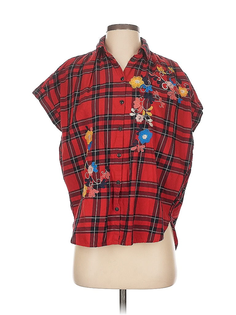 Madewell 100% Cotton Red Short Sleeve Button-Down Shirt Size XXS - 69% ...