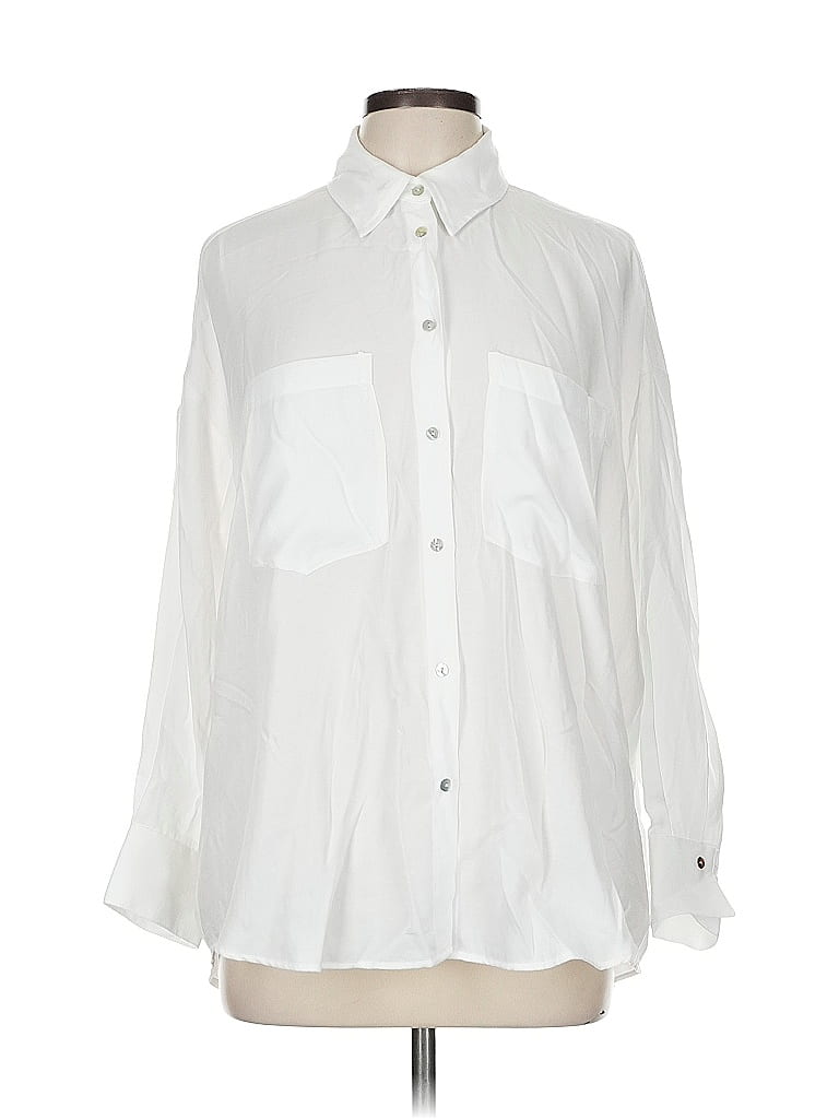 Zara Solid White Long Sleeve Button-Down Shirt Size M - 48% off | ThredUp