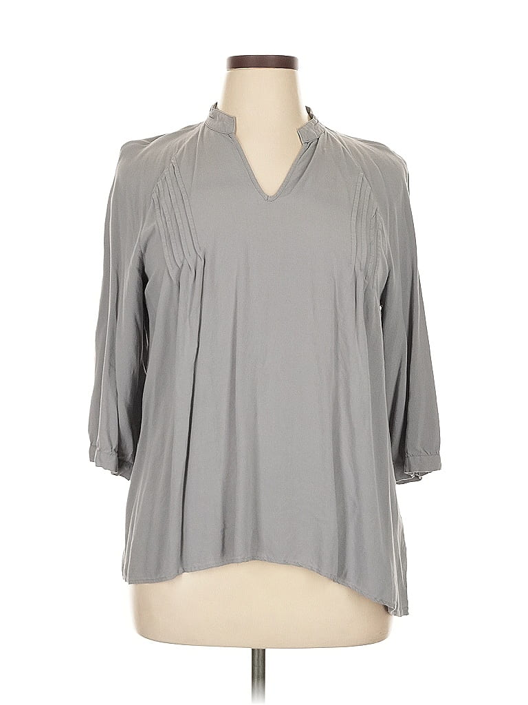 Spense 100% Viscose Gray 3/4 Sleeve Blouse Size XL - 67% off | ThredUp