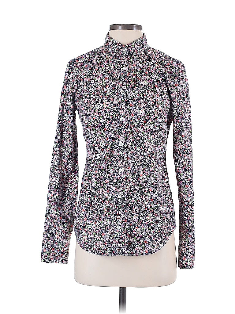 Liberty Art Fabrics for J.Crew 100% Cotton Floral Purple Long Sleeve Button-Down Shirt Size 2 ...