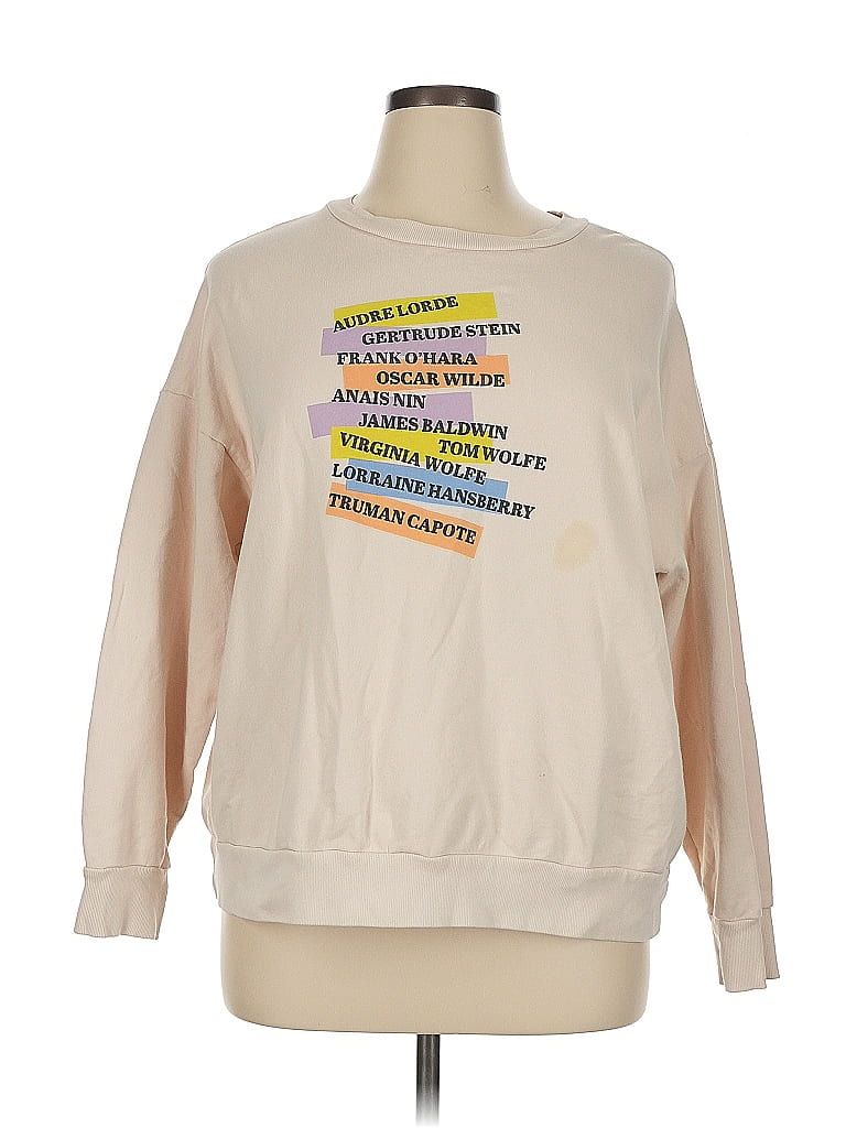 ModCloth 100% Cotton Graphic Ivory Sweatshirt Size 1X - 70% off | ThredUp