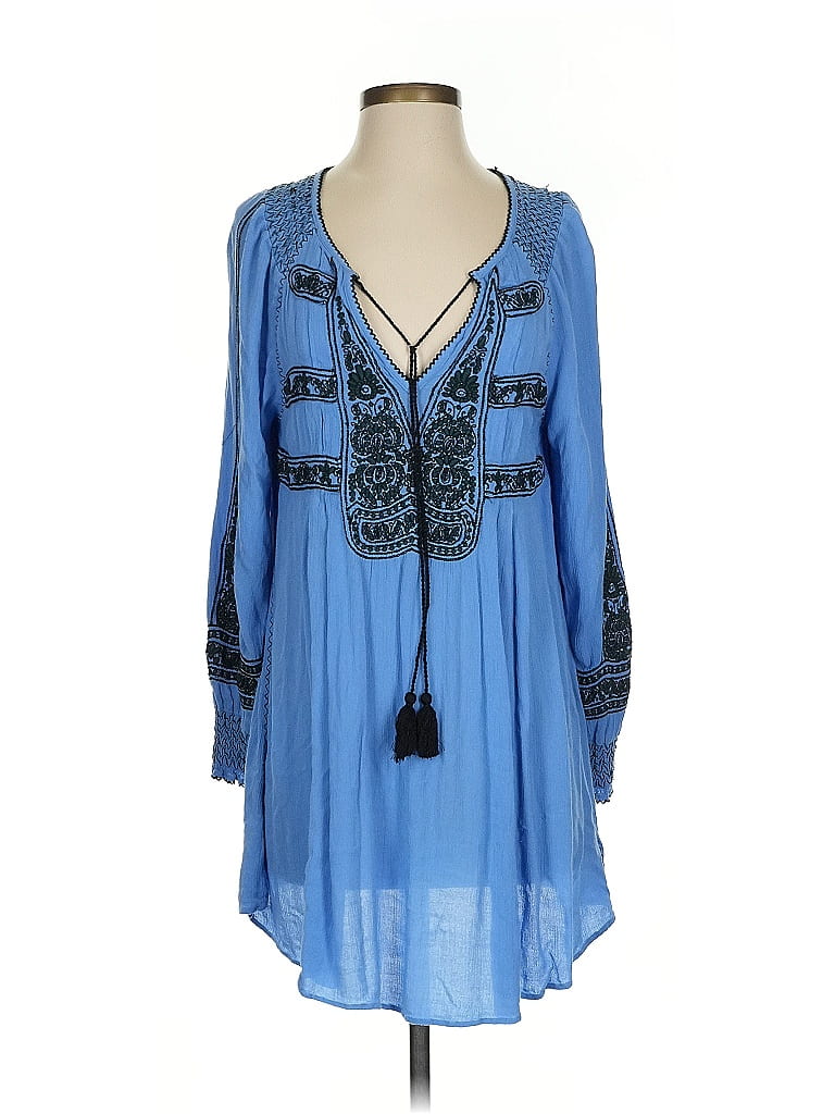 Free People 100% Rayon Blue Casual Dress Size XS - 40% off | ThredUp