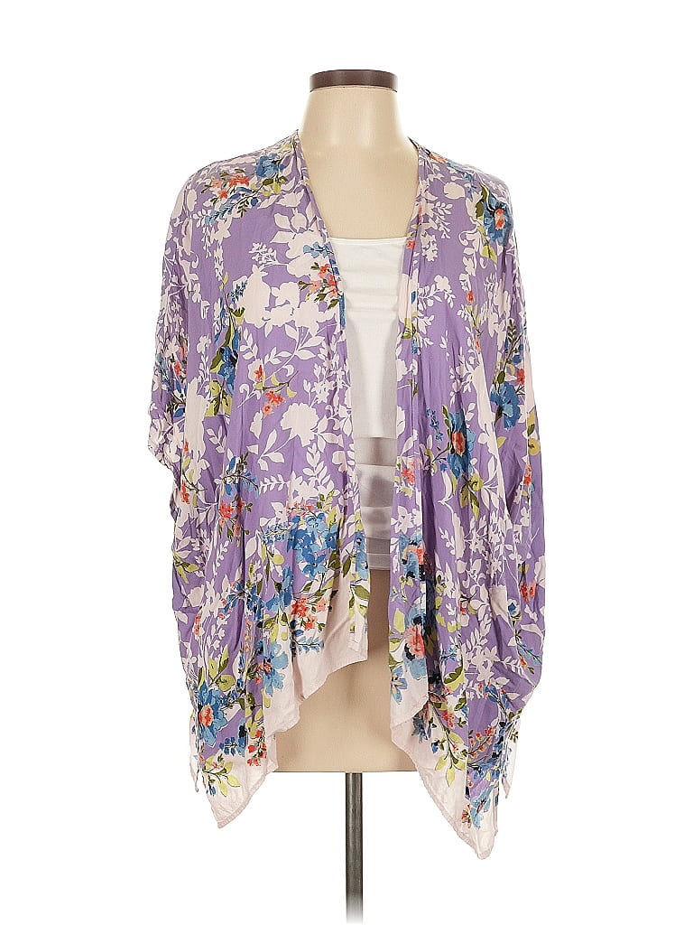 Angie 100% Rayon Purple Kimono Size L - 52% off | ThredUp