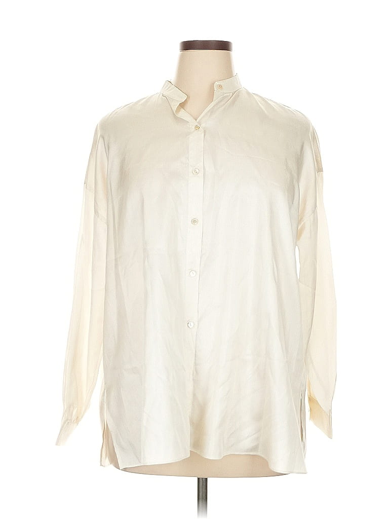Eileen Fisher Ivory Long Sleeve Button-Down Shirt Size 0X - 76% off | ThredUp