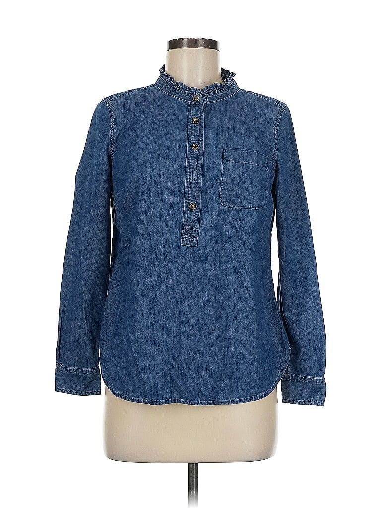Talbots 100% Cotton Blue Long Sleeve Button-Down Shirt Size M (petite) - 75% off | ThredUp