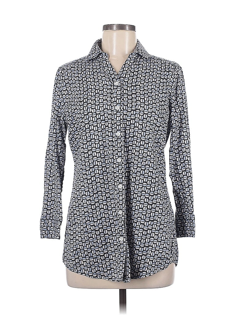 Market and Spruce 100% Cotton Blue 3/4 Sleeve Button-Down Shirt Size M ...