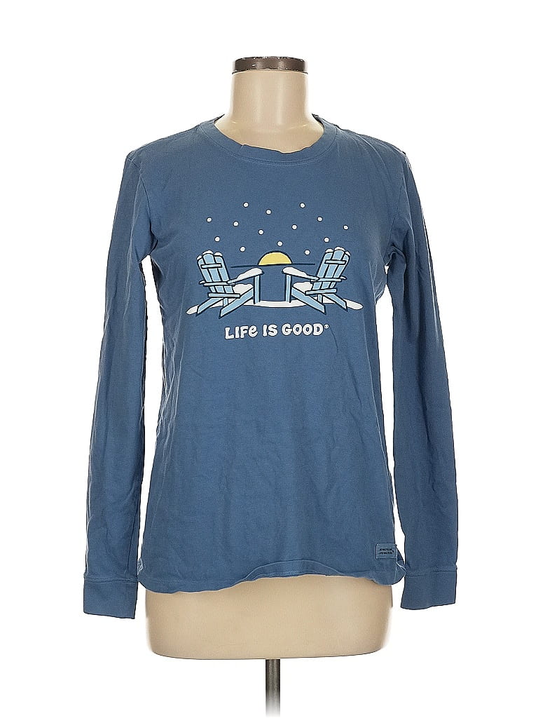 Life Is Good 100% Cotton Blue Long Sleeve T-Shirt Size M - 28% off ...