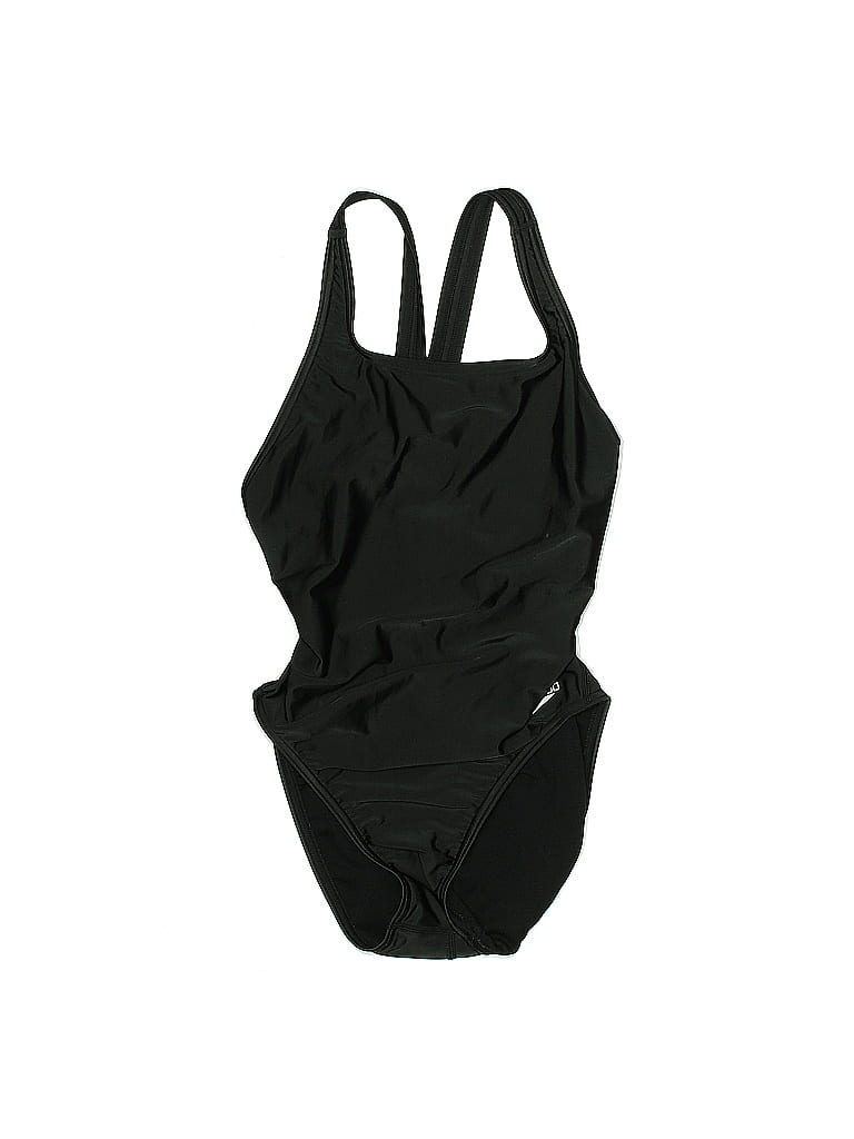 Speedo Solid Black One Piece Swimsuit Size 8 - 43% off | ThredUp
