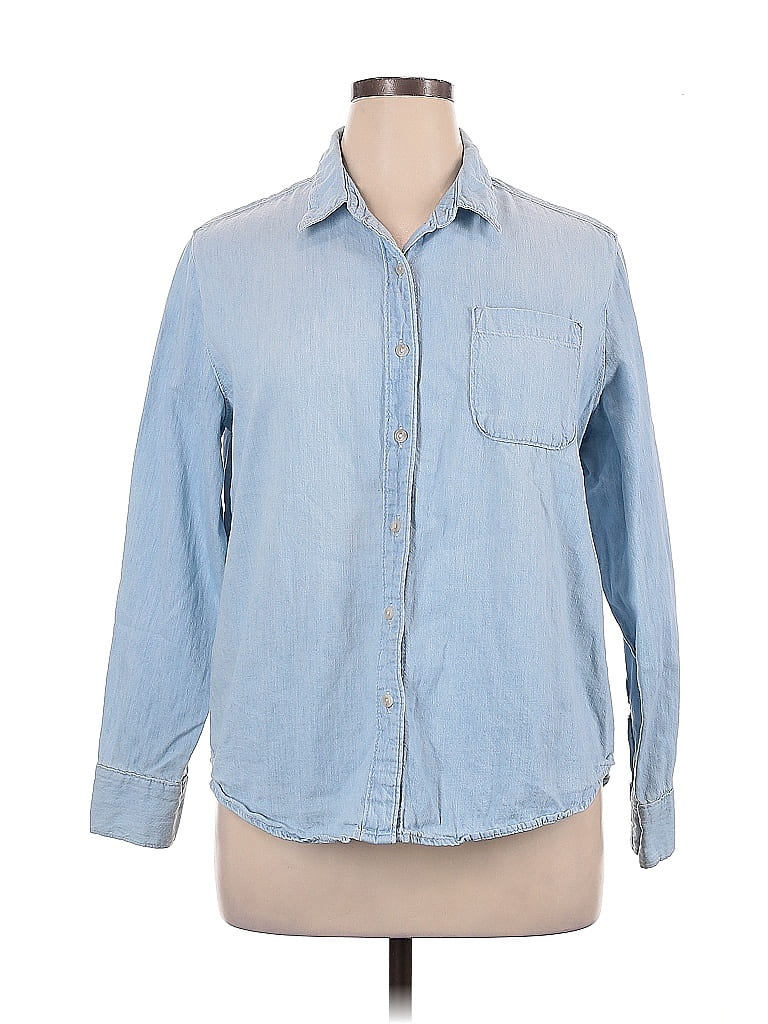 Universal Thread 100% Cotton Blue Long Sleeve Button-Down Shirt Size L - 10% off | ThredUp