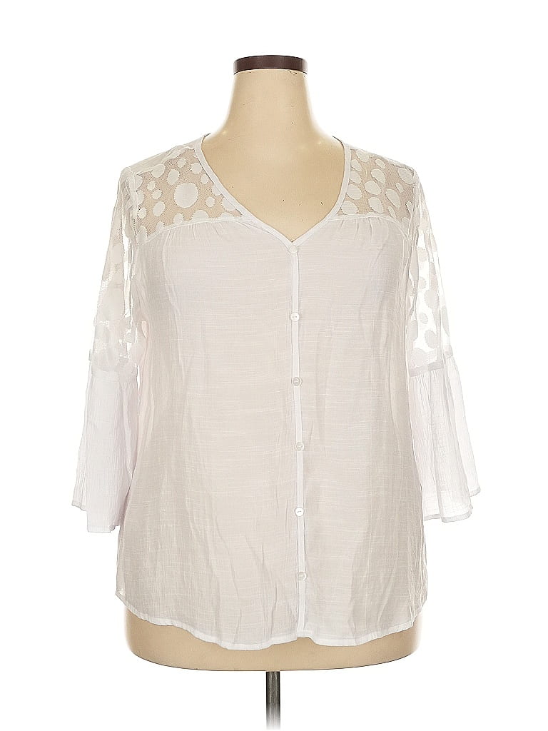 Unique Spectrum Ivory 3/4 Sleeve Blouse Size 2X - 46% off | ThredUp